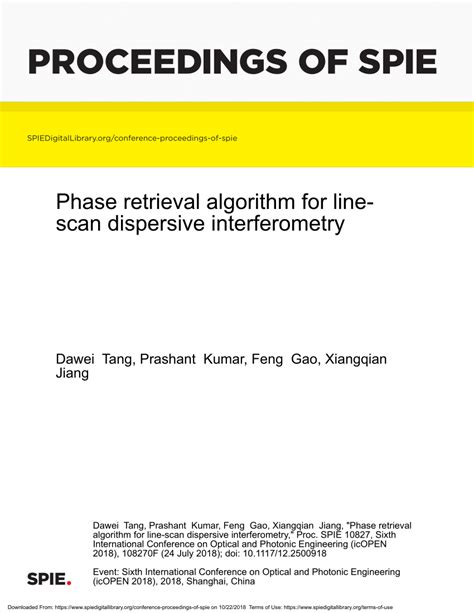 pdf phase retrieval algorithm for line scan dispersive interferometry