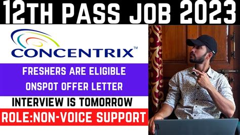 Concentrix Chat Support Job OnSpot Offer Letter Jobs For 12th Pass