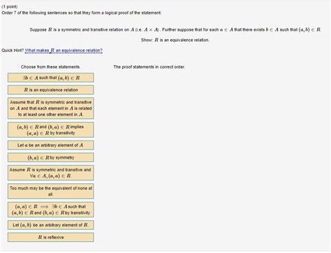 solved 1 point order 7 of the following sentences so that