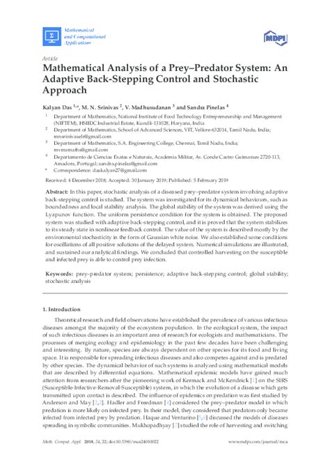 pdf mathematical analysis of a prey predator system an adaptive back stepping control and