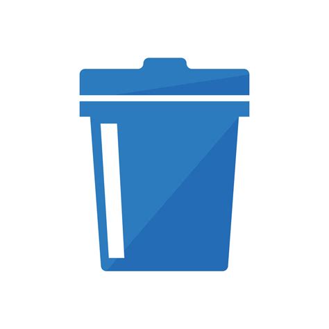 azul basura lata icono con un sentido de brillo plano diseño vector