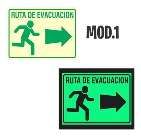 Señal Aviso Letrero Fotoluminiscente Salida Ruta Evacuacion