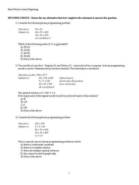 practice lp pdf mathematical optimization linear programming