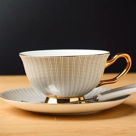 Noble Luxury Bone China Coffee Cup And Saucer Spoon Set 200ml Advanced