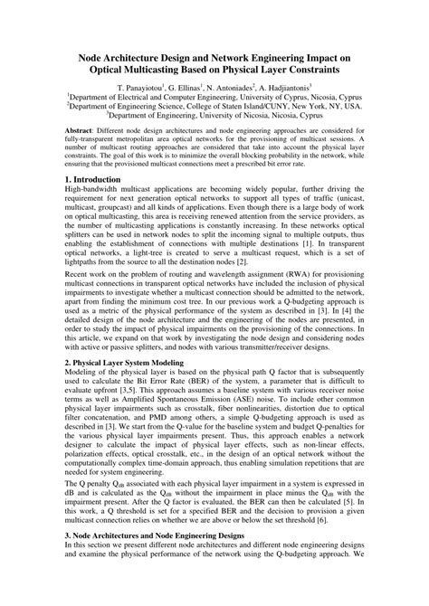 pdf node architecture design and network engineering impact on optical multicasting based on