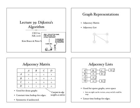 lecture 39 dijkstra s algorithm graph representations adjacency matrix adjacency lists docslib