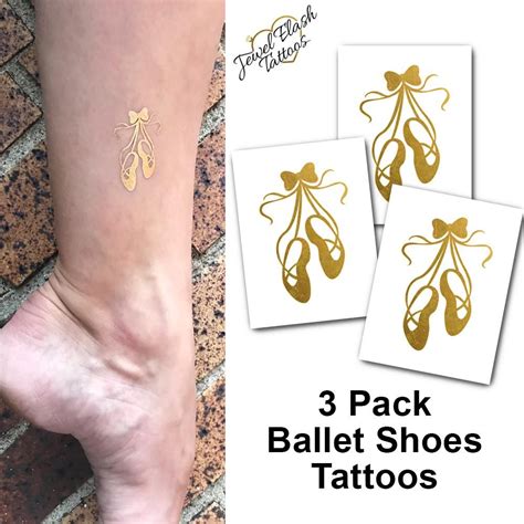 Ballet Shoes Tattoo Ballerina Gold Temporary Tattoos Dance Tattoo