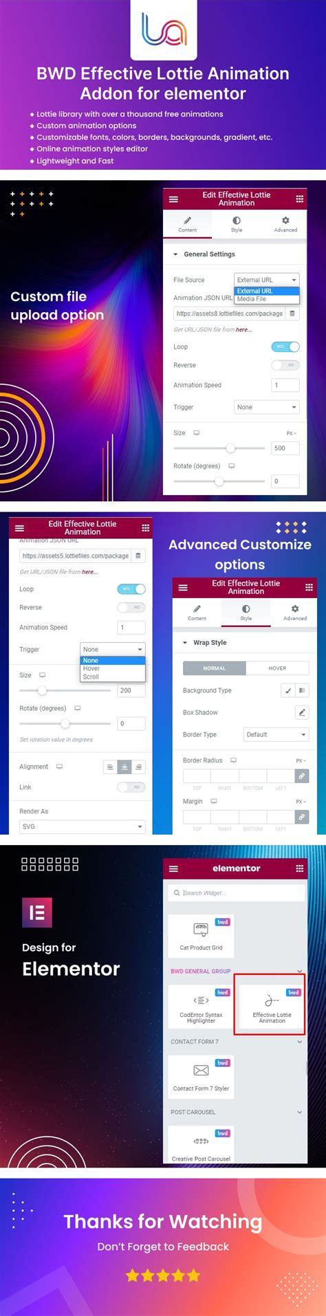 Effektives Lottie Animations Addon für Elementor Agentur zweigelb
