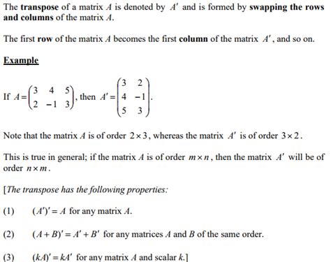 matrix transpose advanced higher maths