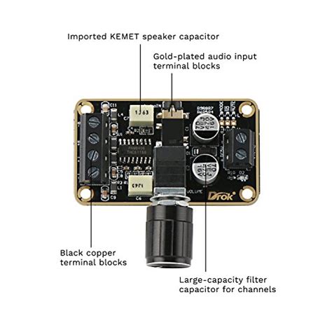 Audio Amplifier Board DROK 5W 5W Mini Amplifier Board PAM8406 DC 5V
