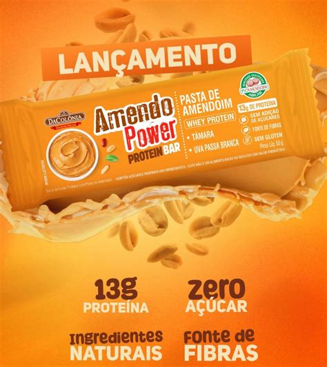 Barra de Proteína Amendo Power Protein Bar DaColônia Display 12 un