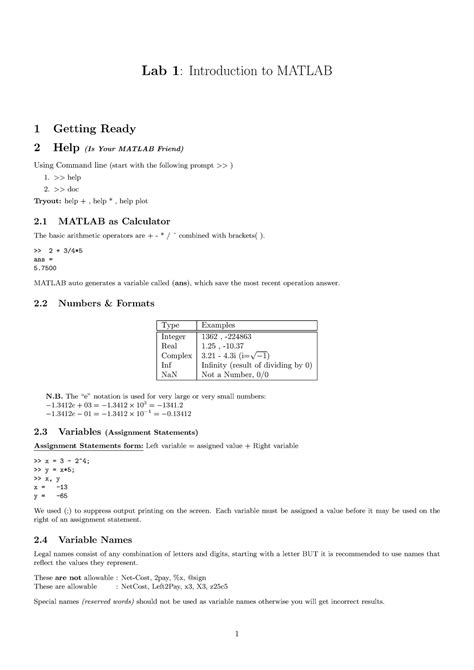lab 1 introduction matlab exercises lab 1 introduction to matlab 1 getting ready 2 help