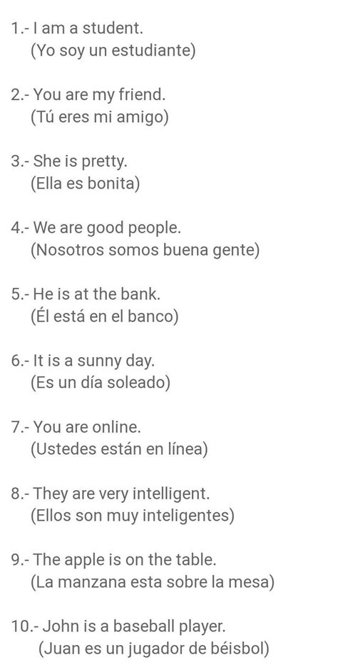 20 oraciones positivas en inglés 20 oraciones negativas en inglés 20