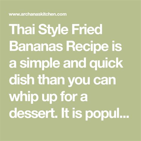 Thai Style Fried Bananas Recipe Rezept