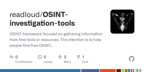 Github Readloud Osint Investigation Tools Osint Framework Focused On