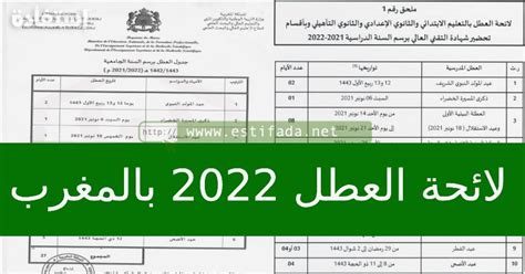 رسميا لائحة العطل 2022 بالمغرب Mon Emploi