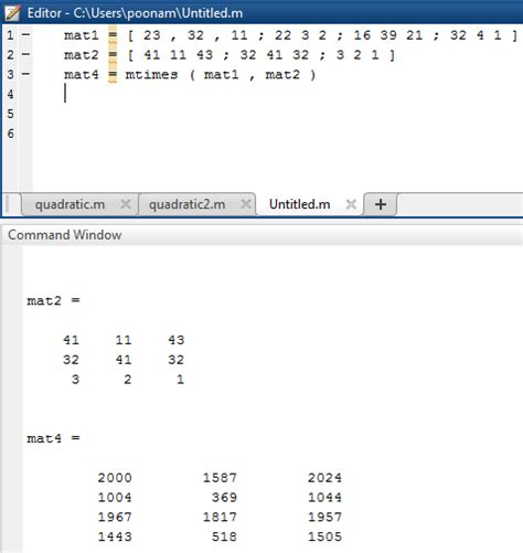 matrix multiplication in matlab how to perform matrix multiplication