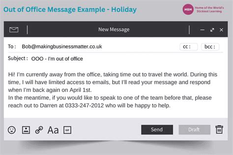 Out Of Office Message Template And Examples MBM