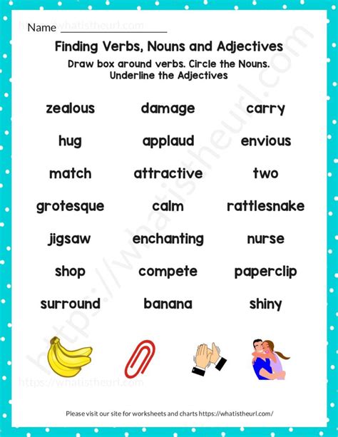 Identify Verbs Nouns And AdjectivesExercise 5 Your Home Teacher