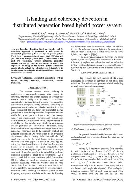 pdf islanding and coherency detection in distributed generation based hybrid power system
