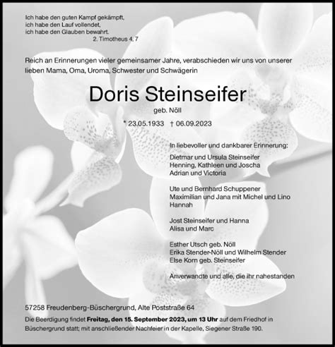 Traueranzeigen Von Doris Steinseifer 57trauer De