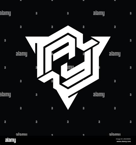 AY Letter Logo Monogram Hexagon Shape With Triangle Outline Gaming