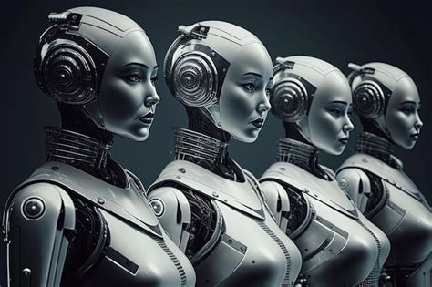 Premium Photo Image Of A Row Of Female Robots Representing Artificial Intelligence And Robotics