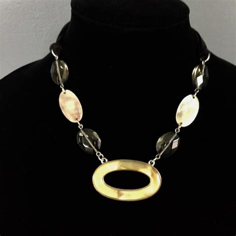 Lia Sophia Necklace Art Glass Oval Ring Pendant Bead Gem