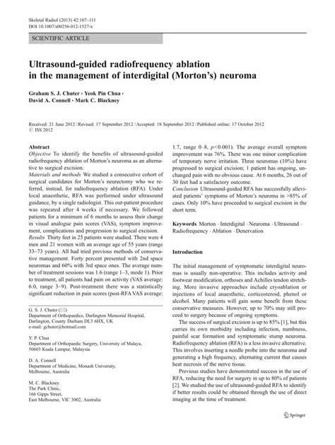 PDF Ultrasound Guided Radiofrequency Ablation In The Management Of