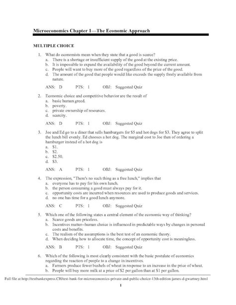 PDF Microeconomics Chapter 1 The Economic Approachtestbanksexpress Eu