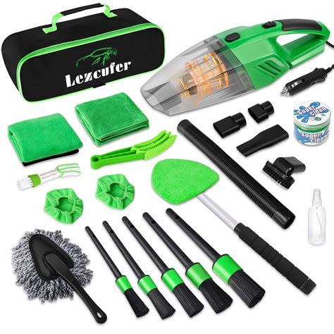 Lezcufer Kit de nettoyage pour intérieur de voiture 17 pièces