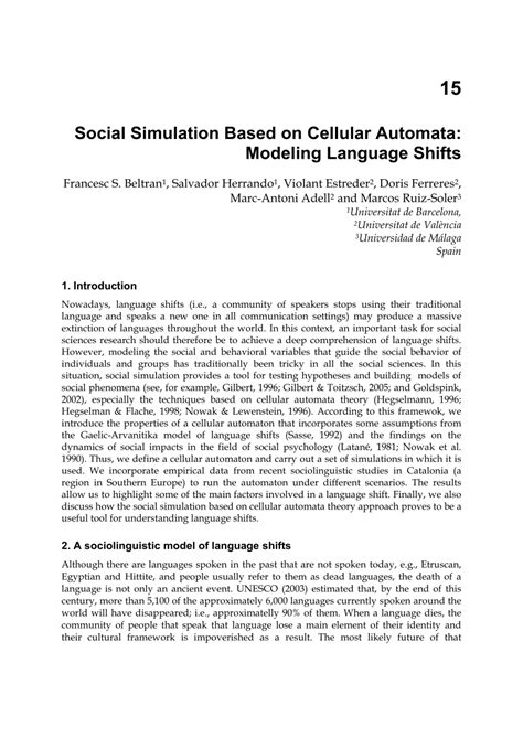 pdf social simulation based on cellular automata modeling language shifts