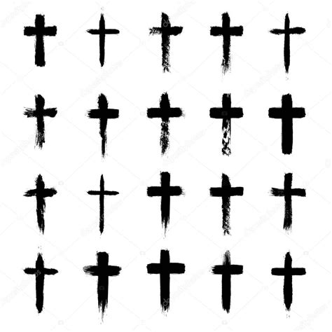 Conjunto De S Mbolos De Cruz Grunge Cruces Cristianas Signos E Iconos