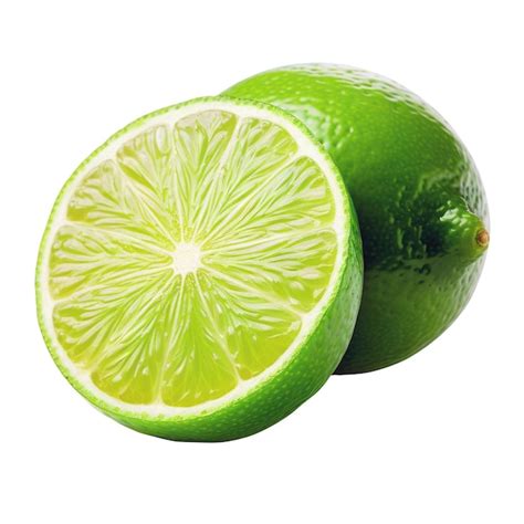 Premium Ai Image Green Limes Whole And Half Cut Isolated On White
