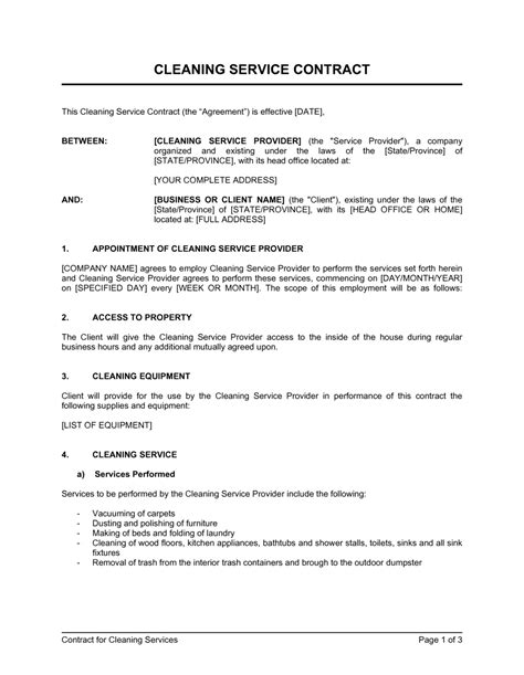 How To Make A Cleaning Service Contract At Mildred Rosen Blog