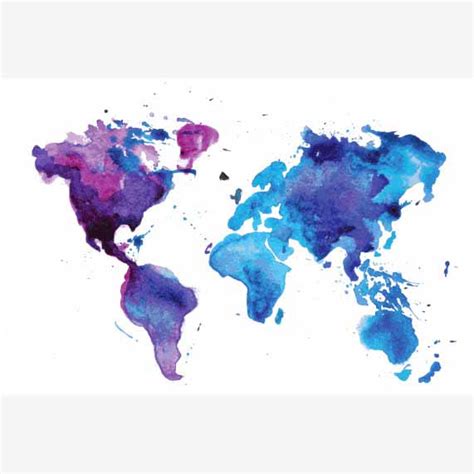 Weltkarte Aquarell Blau Poster Weltkarte Poster Alle Weltkarten