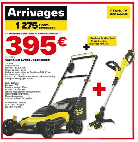 Offre Tondeuse Sur Batterie Coupe Bordure Stanley Chez Brico Depot