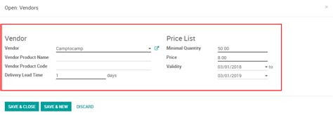 Set Multiple Vendors On A Product Odoo 13 0 Documentation