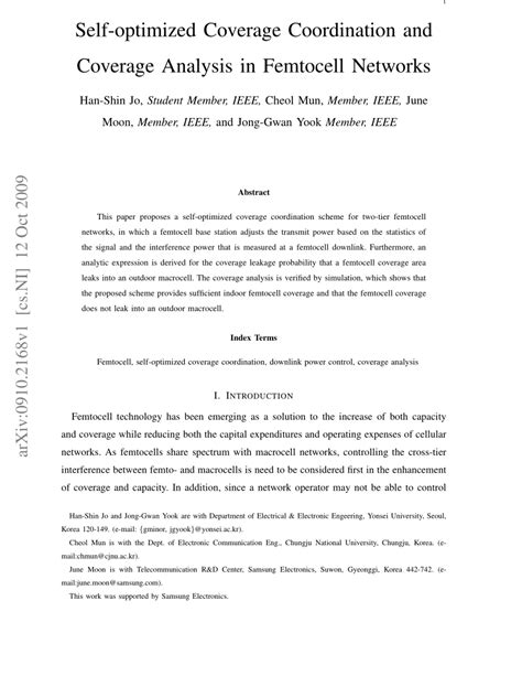 pdf self optimized coverage coordination and coverage analysis in femtocell networks
