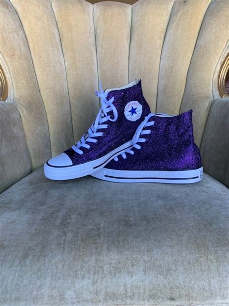 Authentic Converse All Stars In Purple Glitter Custom Made To Etsy