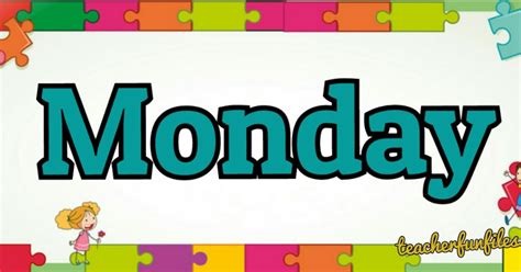 Free Days Of The Week Flashcard Monday Tuesday Wednesday Thursday
