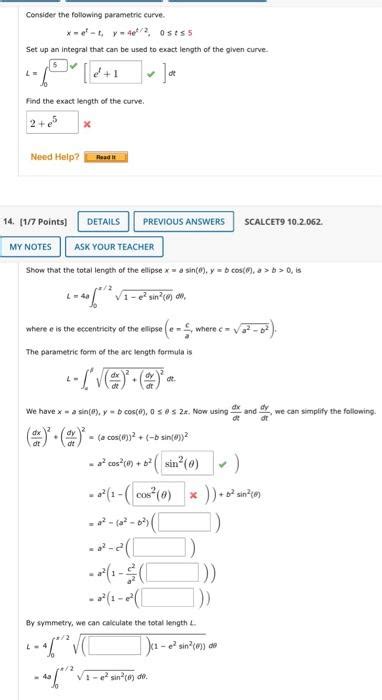 solved consider the following parametric curve y