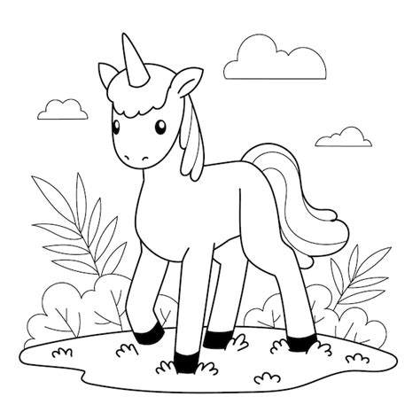 Licorne Illustration De Livre De Coloriage Vecteur Gratuite