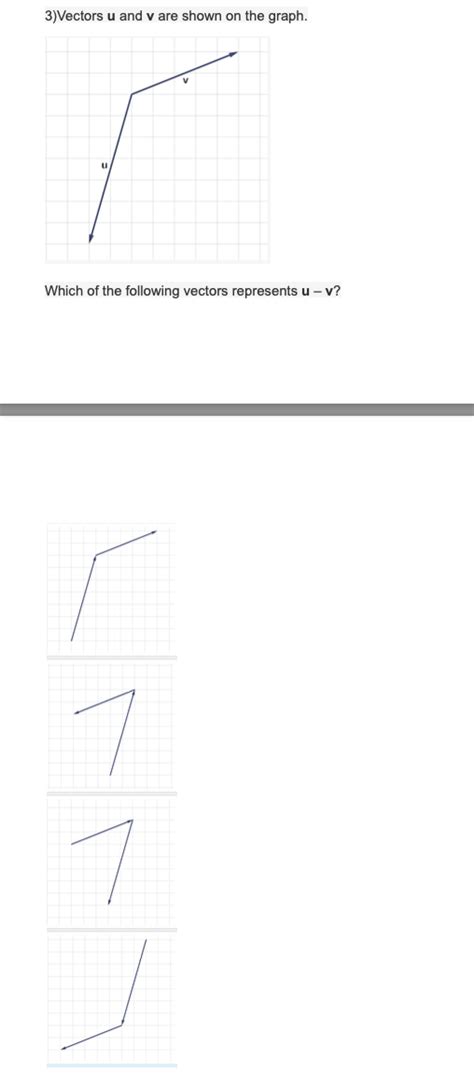 solved 3 vectors u and v are shown on the graph which of