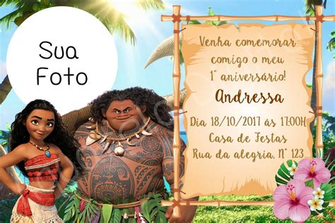 Convite Moana Arte Digital Elo Produtos Especiais