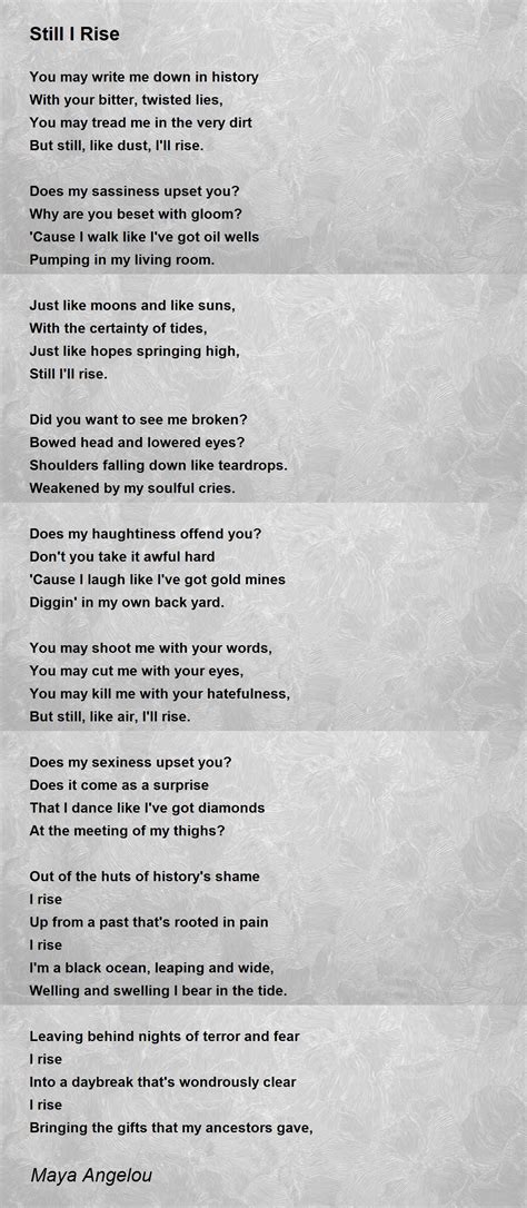 Still I Rise Still I Rise Poem By Maya Angelou