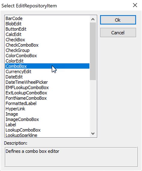 TcxEditRepositoryComboBoxItem Class VCL DevExpress Documentation