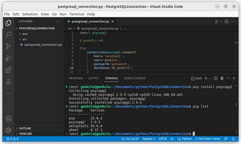 connect to postgresql database in python geekole