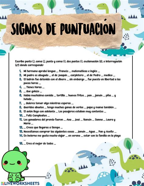 Signos de Puntuación Materiales para usarlos adecuadamente