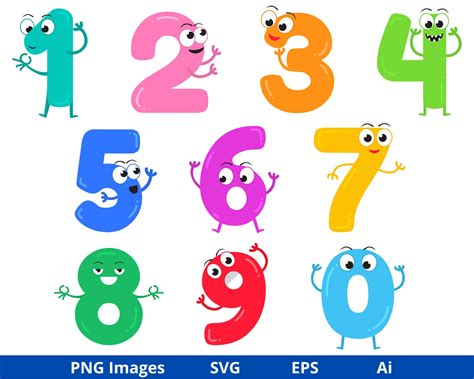Cute Numbers Clipart Colored Numbers Clipart Numbers SVG Numbers